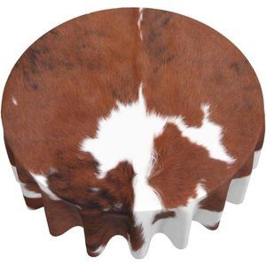 Dining | Cow Print Tablecloth Round 6 Inch Vinyl Spring Cowhide Table ...
